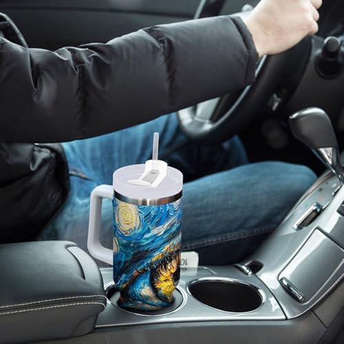 RPLIFE Beautiful Eye Style Blue Tumbler, Stainless Steel Mug, Cups with Lids and Straws
