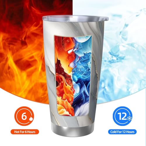 jshmgchw 3d Marble Texture 20oz Tumbler, Car Cup With Lid And Straw, Spill-Proof, Stainless Steel Double Wall Vacuum Insulated Reusable Coffee Travel Mug, For Cold Drinks, Hot Beverage