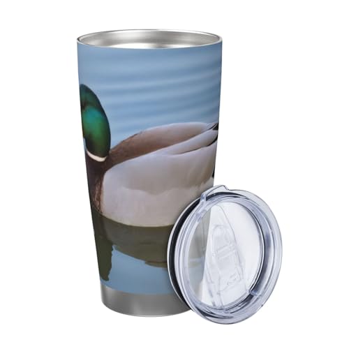 jshmgchw 3d Mallard Ducks 20oz Tumbler, Car Cup With Lid And Straw, Spill-Proof, Stainless Steel Double Wall Vacuum Insulated Reusable Coffee Travel Mug, For Cold Drinks, Hot Beverage