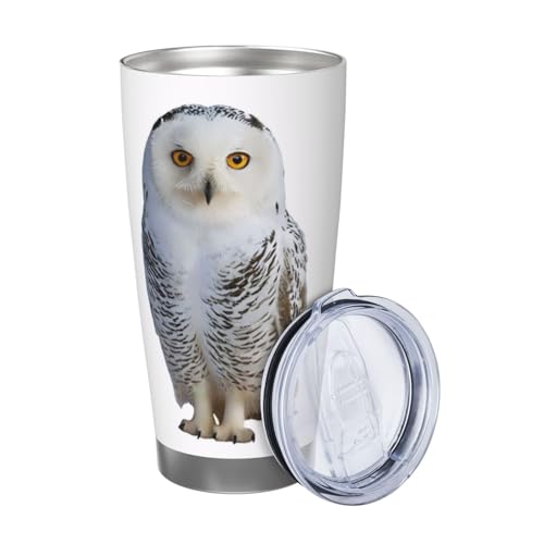 jshmgchw 3d Owl 20oz Tumbler, Car Cup With Lid And Straw, Spill-Proof, Stainless Steel Double Wall Vacuum Insulated Reusable Coffee Travel Mug, For Cold Drinks, Hot Beverage