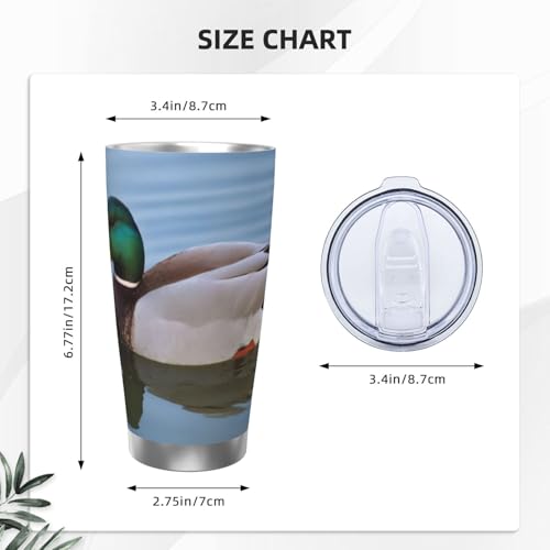 jshmgchw 3d Mallard Ducks 20oz Tumbler, Car Cup With Lid And Straw, Spill-Proof, Stainless Steel Double Wall Vacuum Insulated Reusable Coffee Travel Mug, For Cold Drinks, Hot Beverage