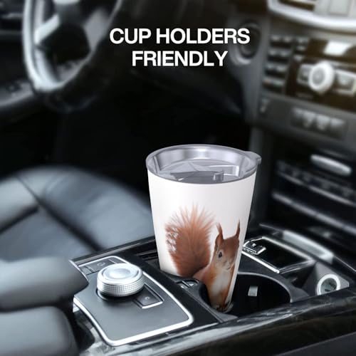 jshmgchw 3d Cute Squirrel 20oz Tumbler, Car Cup With Lid And Straw, Spill-Proof, Stainless Steel Double Wall Vacuum Insulated Reusable Coffee Travel Mug, For Cold Drinks, Hot Beverage