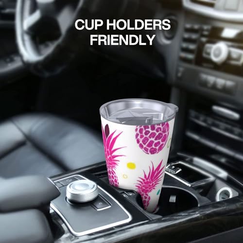 jshmgchw 3d Tropical Pineapple 20oz Tumbler, Car Cup With Lid And Straw, Spill-Proof, Stainless Steel Double Wall Vacuum Insulated Reusable Coffee Travel Mug, For Cold Drinks, Hot Beverage