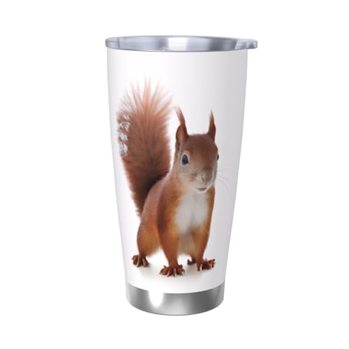 jshmgchw 3d Cute Squirrel 20oz Tumbler, Car Cup With Lid And Straw, Spill-Proof, Stainless Steel Double Wall Vacuum Insulated Reusable Coffee Travel Mug, For Cold Drinks, Hot Beverage