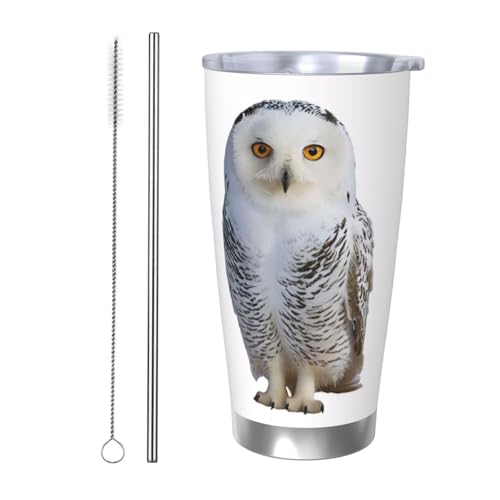 jshmgchw 3d Owl 20oz Tumbler, Car Cup With Lid And Straw, Spill-Proof, Stainless Steel Double Wall Vacuum Insulated Reusable Coffee Travel Mug, For Cold Drinks, Hot Beverage