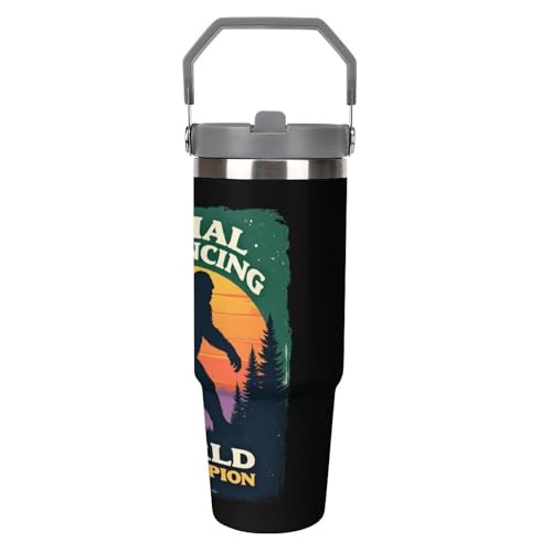 Social Distancing World Crown Bigfoot 30 OZ Insulated Tumblers with Handle And Straw Leakproof Vacuum Insulated Stainless Steel Water Bottle for Car Fishing Travel