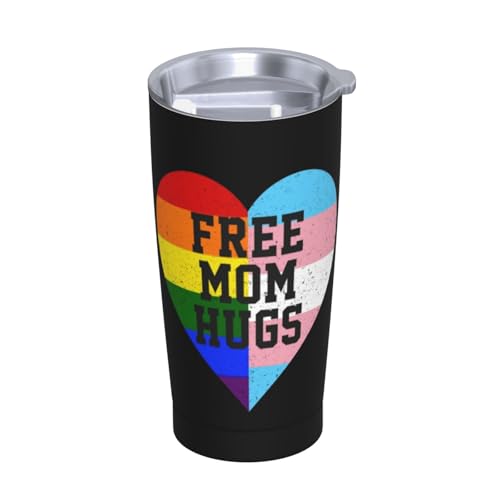 QIANGLAI LGBTQ-Pride-Awareness-Free-Ally-Hugs Stainless Steel Insulated Drinking Sport Cup Coffee Mug 20 Ounce with Lids and Straws