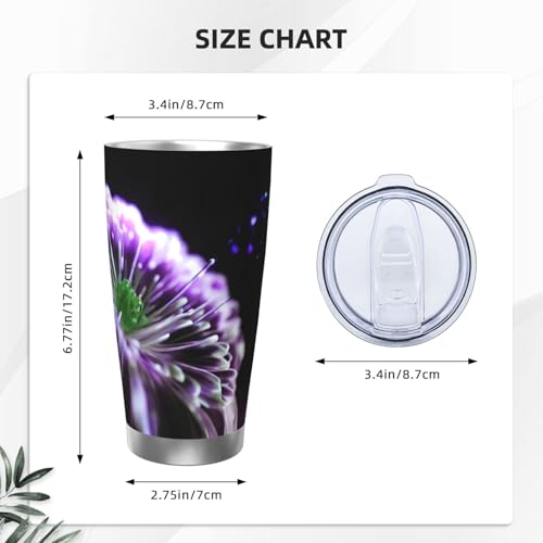 jshmgchw 3d Violet Green Glow 20oz Tumbler, Car Cup With Lid And Straw, Spill-Proof, Stainless Steel Double Wall Vacuum Insulated Reusable Coffee Travel Mug, For Cold Drinks, Hot Beverage