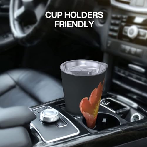 jshmgchw 3d Peony 20oz Tumbler, Car Cup With Lid And Straw, Spill-Proof, Stainless Steel Double Wall Vacuum Insulated Reusable Coffee Travel Mug, For Cold Drinks, Hot Beverage
