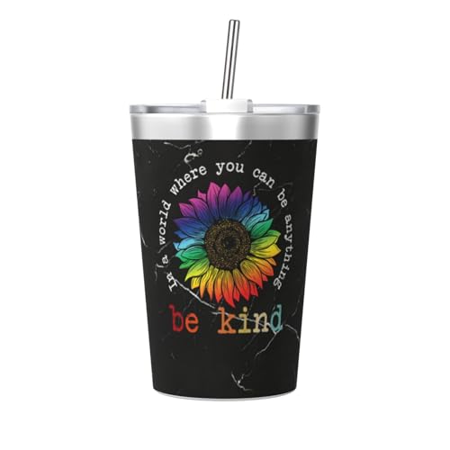 Gay Pride Stuff LGBTQ Accessories Gifts For Women Men 12oz Insulated Stainless Steel Tumbler Coffee Tumbler with Lid and Straw Double Wall Vacuum Travel Mug Tumbler Cup-E