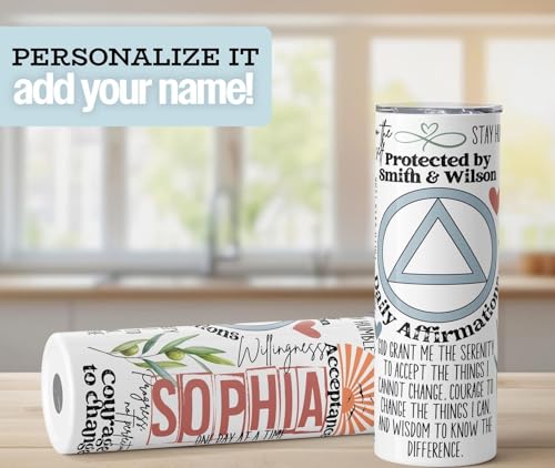 Personalized AA Recovery Affirmations Tumbler, Stainless Steel Vacuum Insulated Coffee Cup with Lid and Straw Double Wall Travel Mug for Tea Cold Beverages Drinks (30 oz)