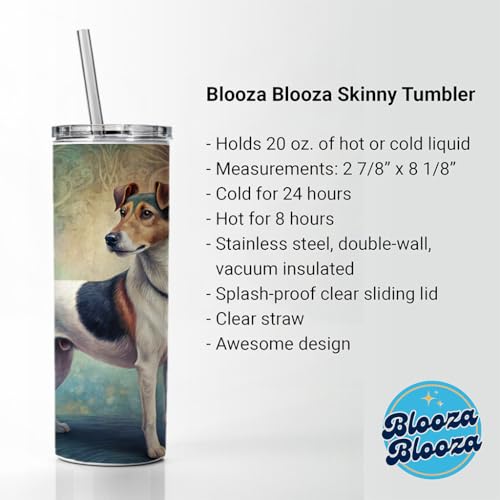 Smooth Fox Terrier Dog Art Nouveau Skinny Tumbler 20oz with Straw Insulated Water Bottle Gift