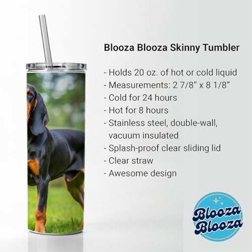 Black And Tan Coonhound Dog Photo Skinny Tumbler 20oz with Straw Insulated Water Bottle Gift