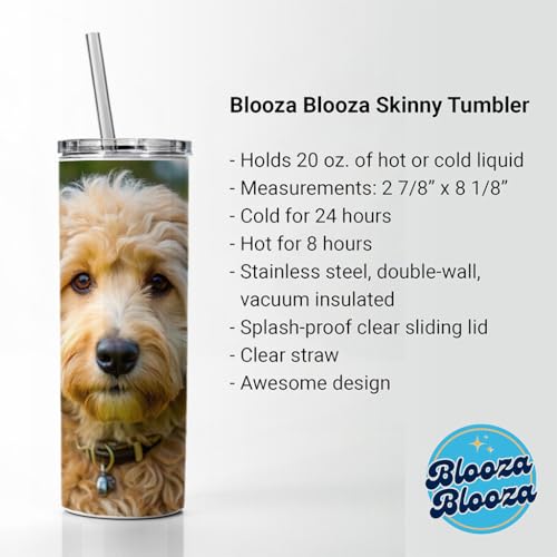 Goldendoodle Dog Photo Skinny Tumbler 20oz with Straw Insulated Water Bottle Gift