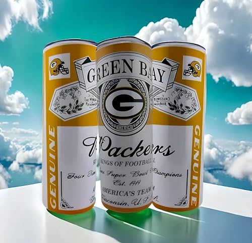 Alpha Custom Printing Green Bay Foootball Team (Look-alike) Beer Can 20oz tumbler with straw