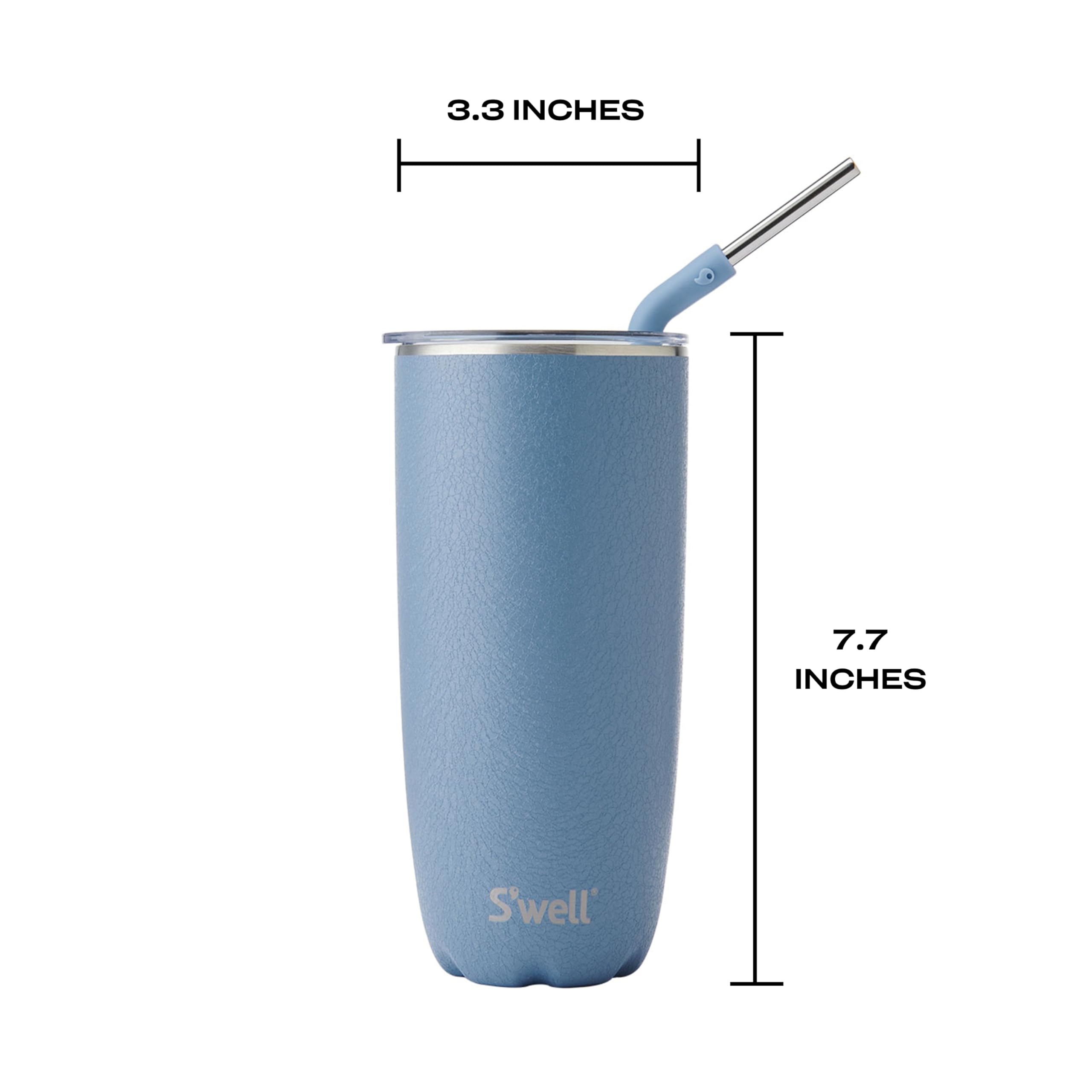 S'well Stainless Steel Tumbler with Straw and Slide-Open Lid, 24oz, Desert Sky, Triple Layered Vacuum Insulated Containers Keeps Drinks Cold for 18 Hours and Hot for 5, BPA Free