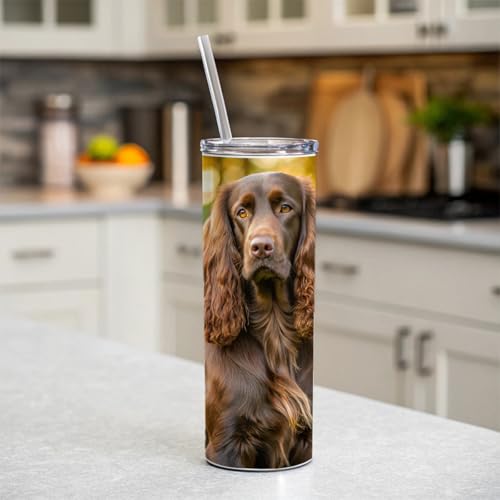 Field Spaniel Dog Photo Skinny Tumbler 20oz with Straw Insulated Water Bottle Gift
