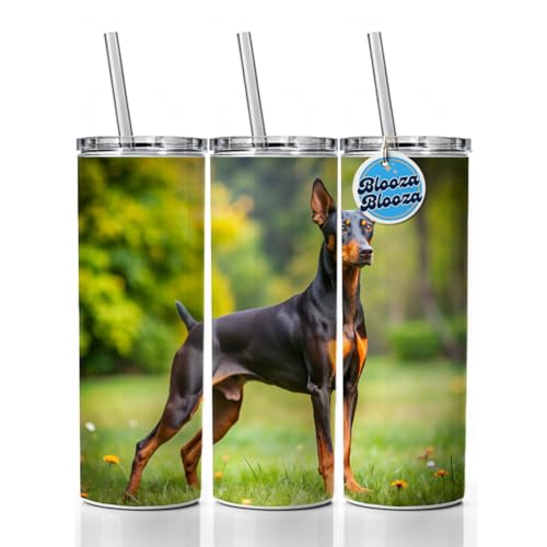German Pinscher Dog Photo Skinny Tumbler 20oz with Straw Insulated Water Bottle Gift