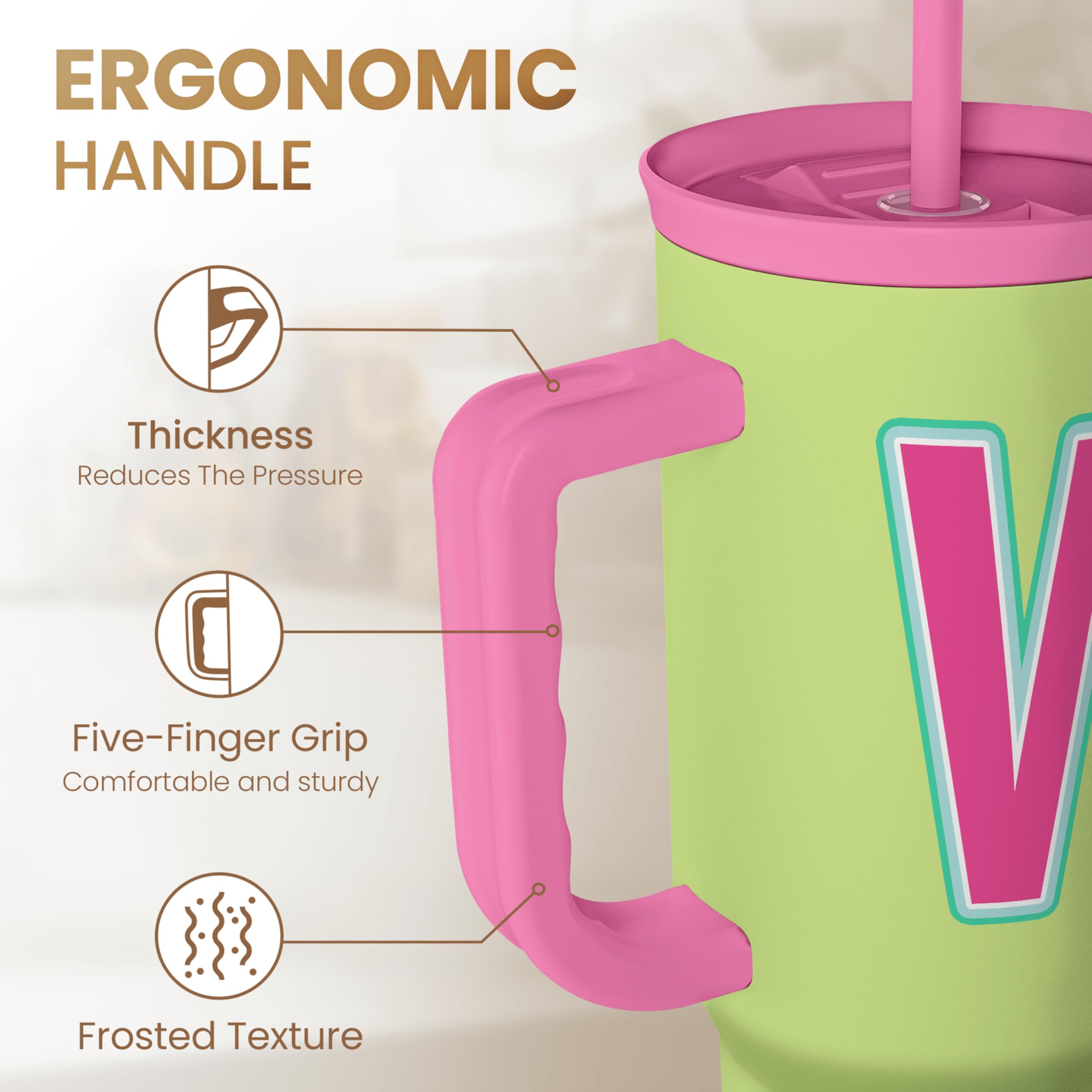 SANDJEST Stainless Steel Slider Tumbler With Handle 40oz & Jewelry Case with Initial W