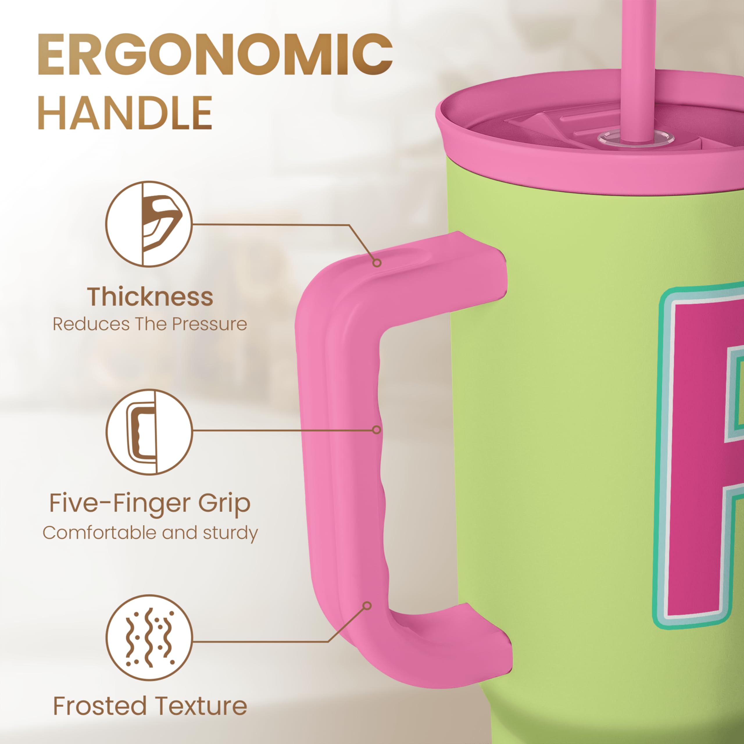 SANDJEST Stainless Steel Slider Tumbler With Handle 40oz & Jewelry Case with Initial P