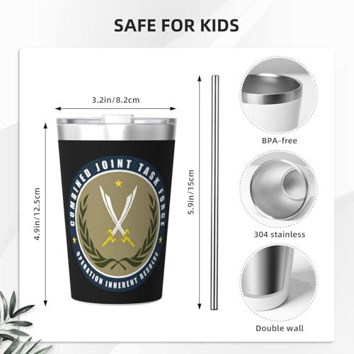 Joint Task Force Operation Inherent Resolve Insulated Stainless Steel Tumbler 12 Oz Thermos Come With Straw Leak-Proof Travel Mug Cup