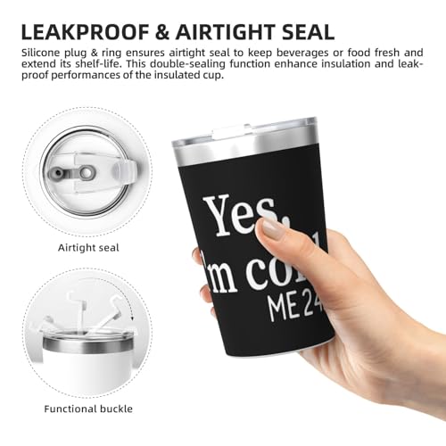 Yes I'M Cold Insulated Stainless Steel Tumbler 12 Oz Thermos Come With Straw Leak-Proof Travel Mug Cup
