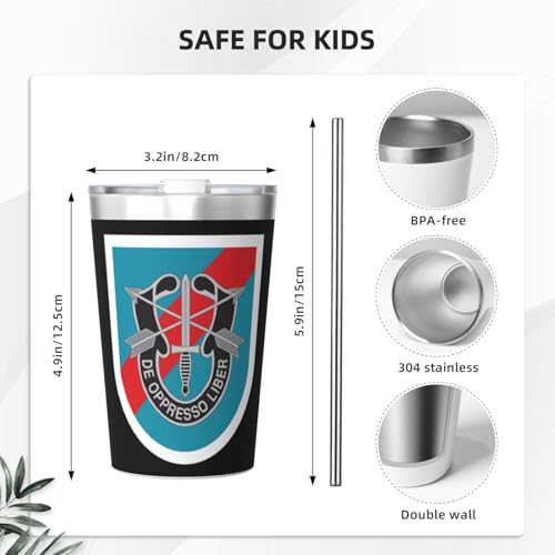 Us Army 20th Special Forces Group Insulated Stainless Steel Tumbler 12 Oz Thermos Come With Straw Leak-Proof Travel Mug Cup