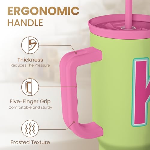 SANDJEST Stainless Steel Slider Tumbler With Handle 40oz & Jewelry Case with Initial K
