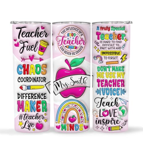 Teacher Gifts Chaos Coordinator 3D Inflated Effect Printed Tumbler Teacher Thank You Appreciation Gifts Best Teachers Gift Custom Coffee Cup for Men Women Teachers Day Mothers Day Back To School