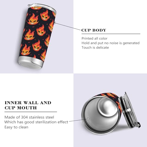 sanluoli Evil Laughing Flame Demon Stainless Steel water bottle with straw with Straw Lid mug for hot drinks for gym simply insulated coffee tumbler 20 OZ