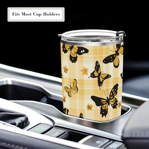 Yellow Spring Butterflies Stainless Steel cup for men Leak-proof Lid and Straw travel mug spill proof for camping modern tumblers with lids 20 OZ