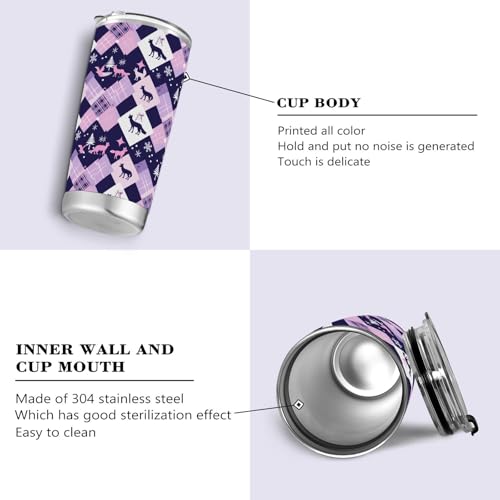 Purple Foxes Peach Stainless Steel coffee cup with Lid and Straw coffee mug fits in car for hot and cold drinks reusable coffee tumbler 20 OZ