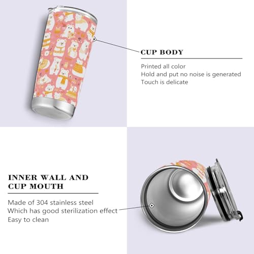 Mr &mrs Bear Pink Gold Stainless Steel insulated water bottle with Straw Lid coffee mugs for camping simply tumblers with lids 20 OZ