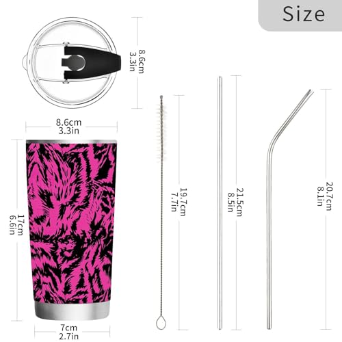 Black and Pink Print Stainless Steel cup for men with Straw Lid travel mug with lid for café safe insulated tumbler 20 OZ