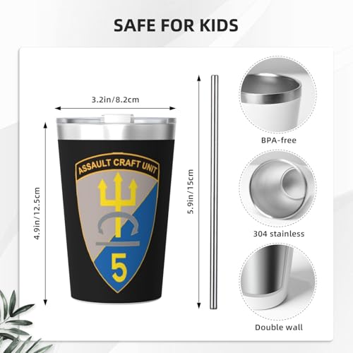 Acu-5 Assault Craft Unit Five Insulated Stainless Steel Tumbler 12 Oz Thermos Come With Straw Leak-Proof Travel Mug Cup