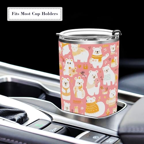 Mr &mrs Bear Pink Gold Stainless Steel insulated water bottle with Straw Lid coffee mugs for camping simply tumblers with lids 20 OZ