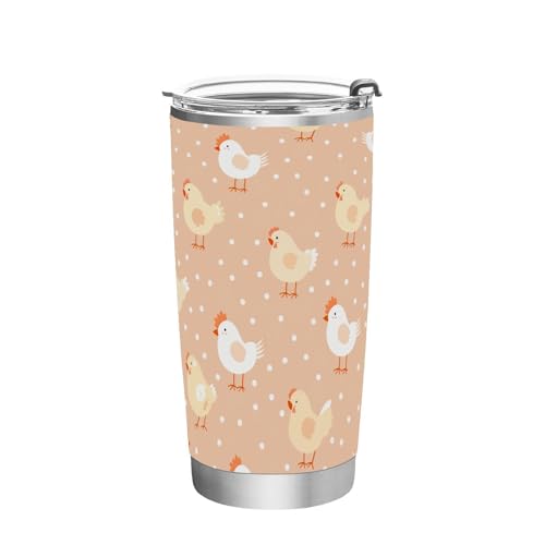 sanluoli Orange Cartoon Cute Chicken Stainless Steel cup for hot drinks with Lid and Straw coffee travel mug 20oz for Home, Office or Car leakproof tumbler with straw 20 OZ