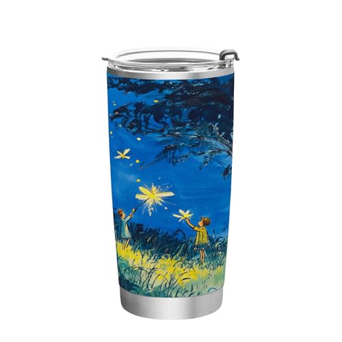 sanluoli Firefly Lighting Up Summer Night Stainless Steel cups for men with Lid and Straw travel mug for Water, Iced Tea or Coffee modern insulated tumbler 20 OZ