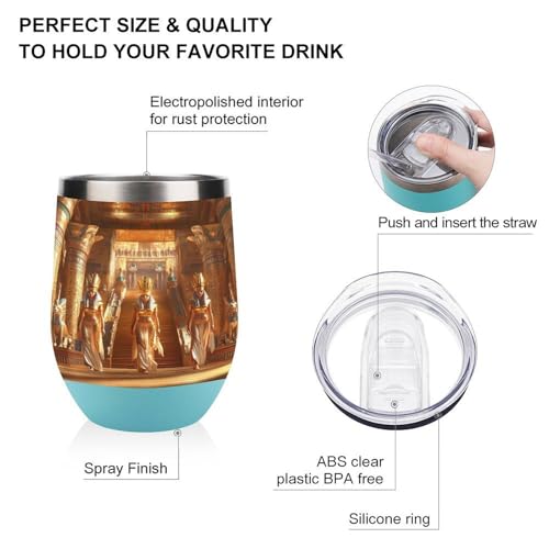 Ancient Egyptian Egypt Pyramids History Insulated Tumbler with Lid Stainless Steel Coffee Mug Cute Wine Tea Water Cup Green-style