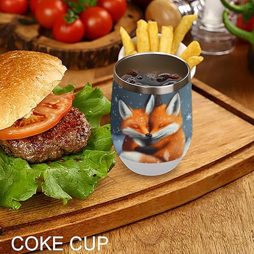 Snowy Fox Insulated Tumbler with Lid Stainless Steel Coffee Mug Cute Wine Tea Water Cup White-style