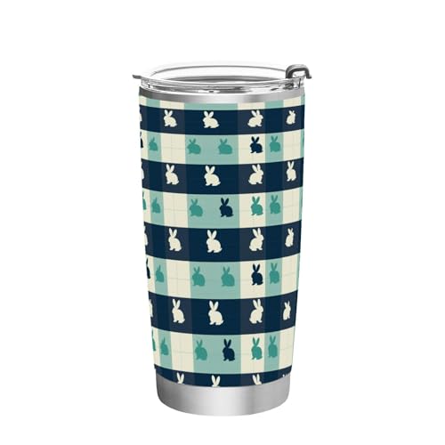 sanluoli Green Blue Rabbits Stainless Steel vacuum insulated water bottle Leak-proof Lid and Straw coffee travel mug for gym portable Vacuum Insulated Tumbler 20 OZ