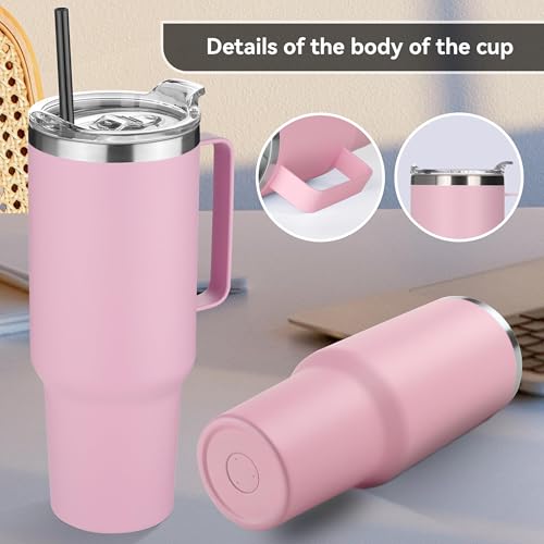 Yoteci 40 oz Stainless Steel Tumbler with Handle and Straw, Insulated Design, Leak-Proof and Straw Lids, Reusable Travel Mug, Coffee Cup, Dishwasher Safe, Keeps Drinks Hot or Cold