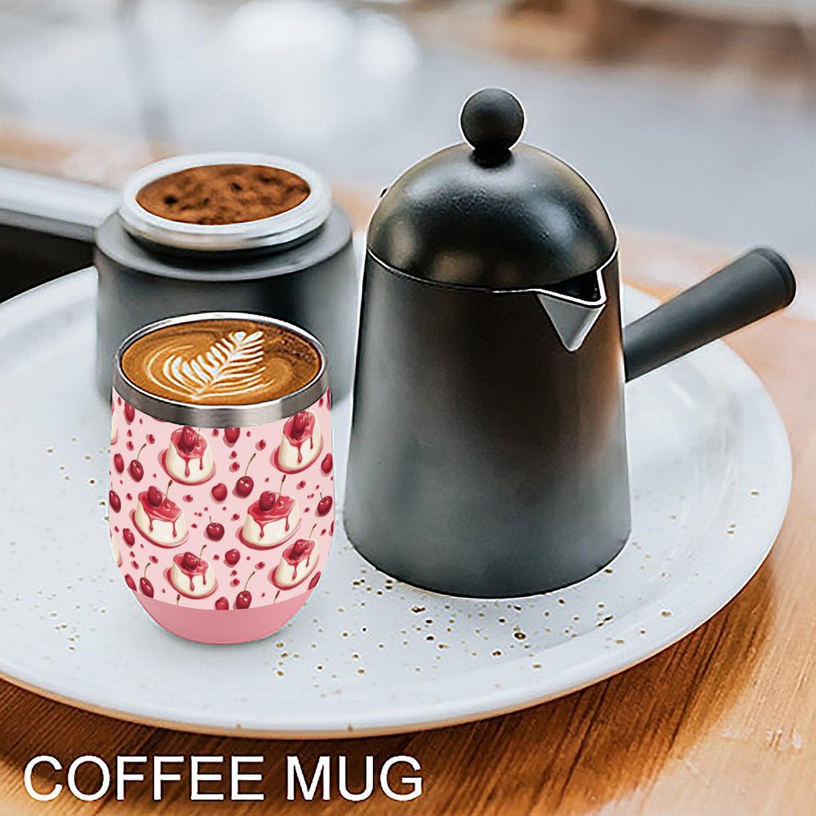 Cherry Panna Cotta Funny Wine Tumbler 12 Oz Stainless Steel Insulated Mug Double Wall Water Cup with Lid
