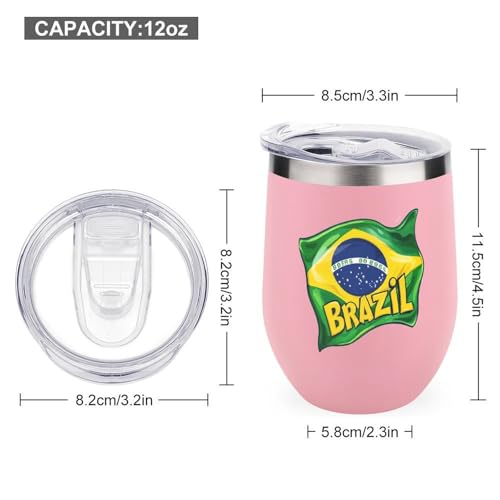 Brazil Flag Insulated Tumbler with Lid Stainless Steel Coffee Mug Cute Wine Tea Water Cup Pink-style