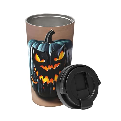 WANGXUEE halloween Bat Pumpkin Print 500ml Stainless Steel Travel Tumbler Double Wall Vacuum Insulated Coffee Mug