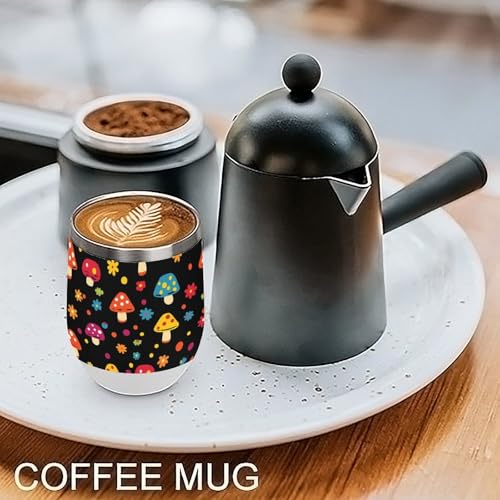Rainbow Mushroom Funny Wine Tumbler 12 Oz Stainless Steel Insulated Mug Double Wall Water Cup with Lid