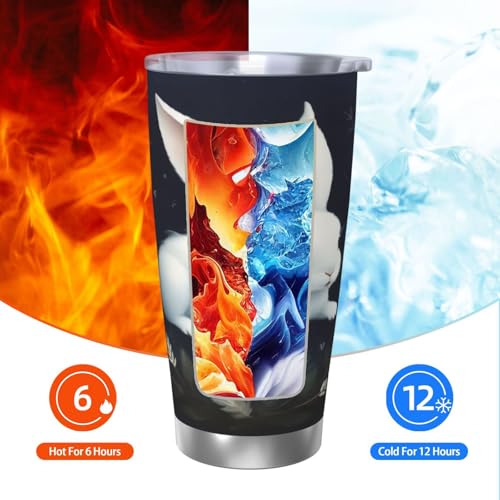 EKPRAVDKTF Cute White Rabbit 20oz Insulated Stainless Steel Tumbler With Lids And Straws, Double Wall Vacuum Travel Coffee Mug, Thermal Cup For Cold & Hot Drinks, Reusable Metal Straw & Brush