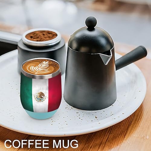 Mexico Grunge Flag Funny Wine Tumbler 12 Oz Stainless Steel Insulated Mug Double Wall Water Cup with Lid