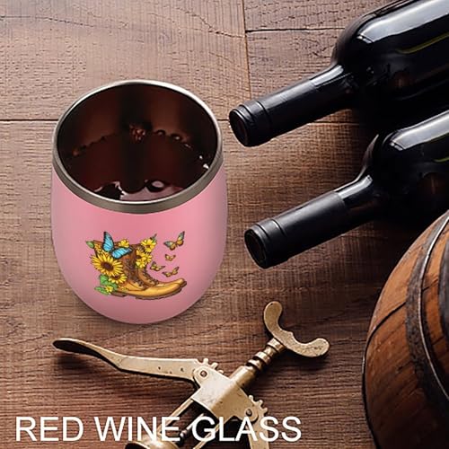Boots Butterfly Sunflower Flowers Insulated Tumbler with Lid Stainless Steel Coffee Mug Cute Wine Tea Water Cup Pink-style