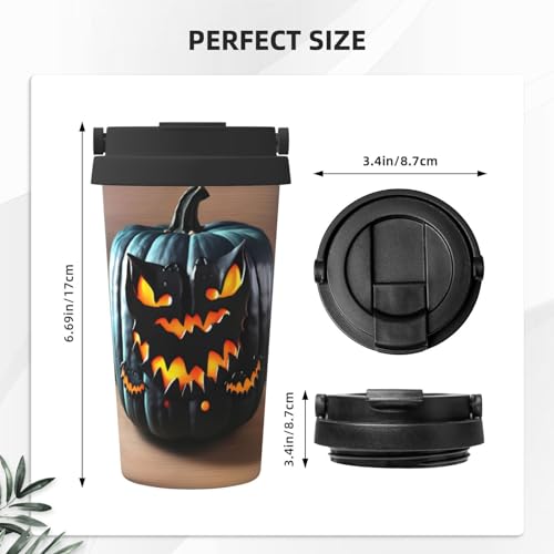 WANGXUEE halloween Bat Pumpkin Print 500ml Stainless Steel Travel Tumbler Double Wall Vacuum Insulated Coffee Mug